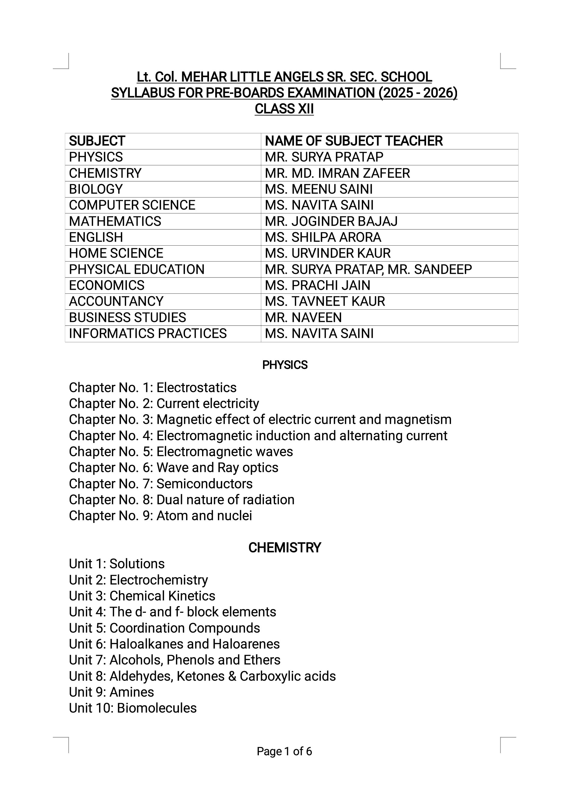 PRE-BOARDS SYLLABUS XII (2025-26) | laps